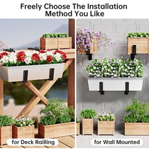 Y&M 6 PCS Adjustable Planter Box Brackets for Window Boxes Planters, Heavy Duty Wall Mounted Hooks Hangers for Flower Baskets Holder Durable, Hanging Brackets for Fence Patio Garden Balcony