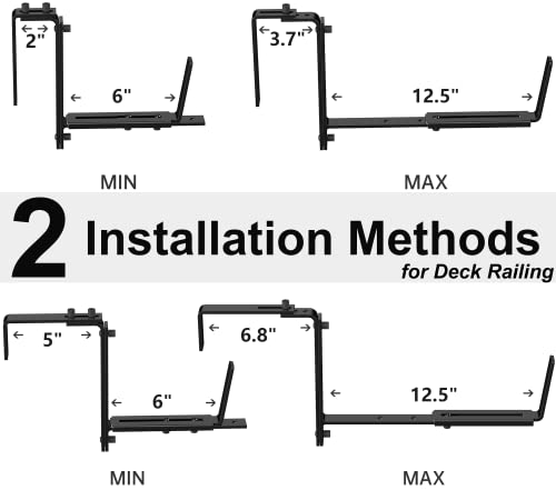 Y&M 6 PCS Adjustable Planter Box Brackets for Window Boxes Planters, Heavy Duty Wall Mounted Hooks Hangers for Flower Baskets Holder Durable, Hanging Brackets for Fence Patio Garden Balcony