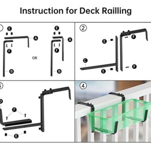 Y&M 6 PCS Adjustable Planter Box Brackets for Window Boxes Planters, Heavy Duty Wall Mounted Hooks Hangers for Flower Baskets Holder Durable, Hanging Brackets for Fence Patio Garden Balcony