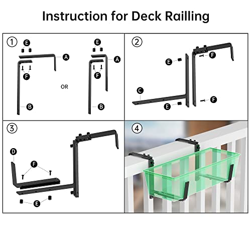 Y&M 6 PCS Adjustable Planter Box Brackets for Window Boxes Planters, Heavy Duty Wall Mounted Hooks Hangers for Flower Baskets Holder Durable, Hanging Brackets for Fence Patio Garden Balcony