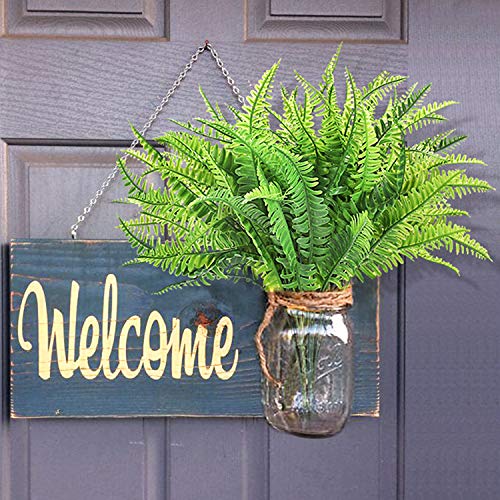 DVGUN 12 Bundles Artificial Outdoor Plants Greenery Fake Boston Fern Bushes Artificial Shrubs UV Resistant No Fade Faux Plastic Plants