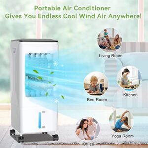 Portable Air Conditioners, 3 in 1 Portable Air Conditioner, Humidifier, Fan with 3 Wind Speeds & 60° Oscillation, Remote Control, 5.5L Water Tank, 1-7H Timer, Portable AC for Home Office