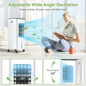 Portable Air Conditioners, 3 in 1 Portable Air Conditioner, Humidifier, Fan with 3 Wind Speeds & 60° Oscillation, Remote Control, 5.5L Water Tank, 1-7H Timer, Portable AC for Home Office