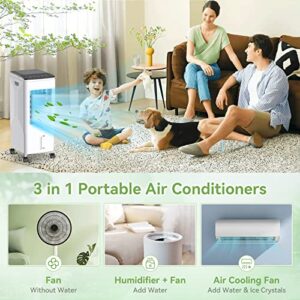 Portable Air Conditioners, 3 in 1 Portable Air Conditioner, Humidifier, Fan with 3 Wind Speeds & 60° Oscillation, Remote Control, 5.5L Water Tank, 1-7H Timer, Portable AC for Home Office