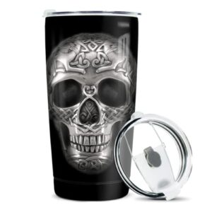 winorax skull tumbler 20oz stainless steel travel cup coffee mug inspirational skull gifts for men women skulls lover birthday halloween birthday presents