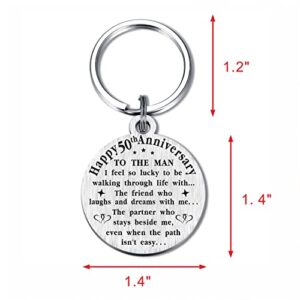 50th Wedding Anniversary Keychain Gifts, Best Husband Since 1973, 50 Year Anniversary Decoration for Him Men