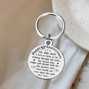 50th Wedding Anniversary Keychain Gifts, Best Husband Since 1973, 50 Year Anniversary Decoration for Him Men