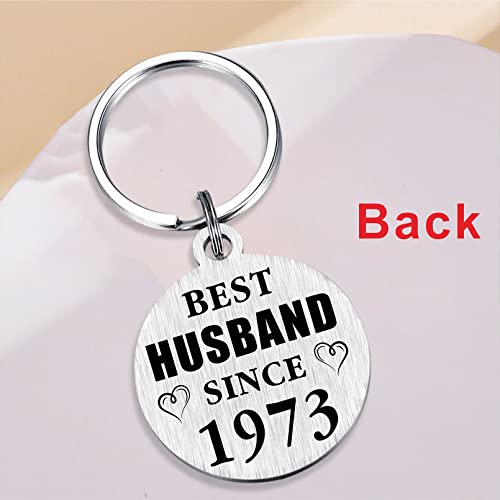 50th Wedding Anniversary Keychain Gifts, Best Husband Since 1973, 50 Year Anniversary Decoration for Him Men