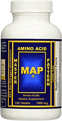 Pack of 12 Bottles of MAP Master Amino Acid Pattern (120 Tablets/Bottle) 99% Net Nitrogen Utilization (NNU) - Original Formula by Dr. Luca Moretti