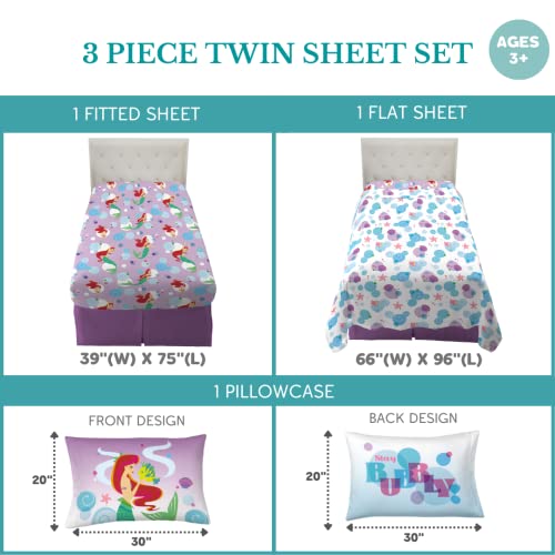 Franco The Little Mermaid Ariel Kids Bedding Super Soft Microfiber Twin Sheet Set (Official Licensed Disney Product)