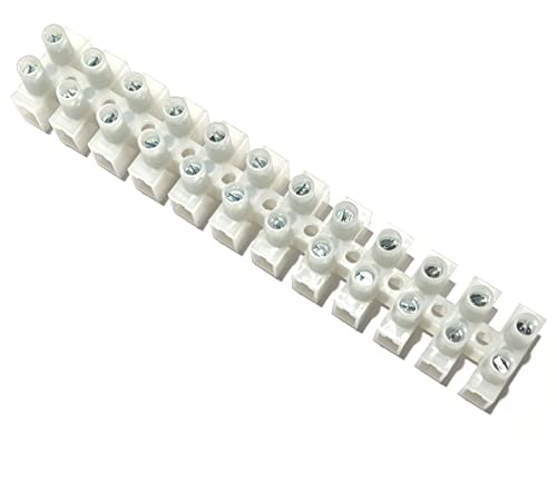 12 Position / 24 Contact Terminal Block Barrier Strip Dual Row with Screw Connector 30 Amp 300V HVAC Panel Chassis Mount etc. ES1200/12DSFB (2 Pack)