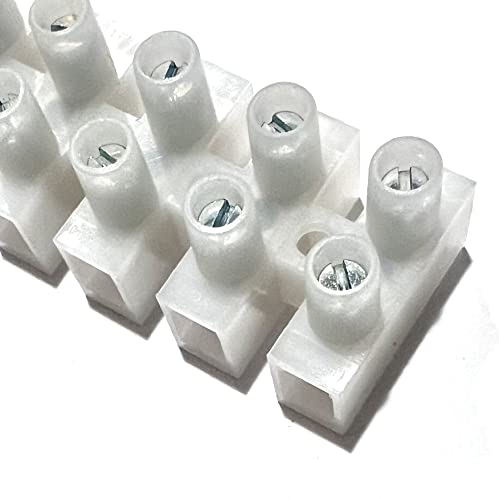 12 Position / 24 Contact Terminal Block Barrier Strip Dual Row with Screw Connector 30 Amp 300V HVAC Panel Chassis Mount etc. ES1200/12DSFB (2 Pack)