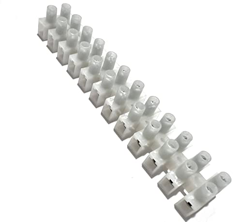 12 Position / 24 Contact Terminal Block Barrier Strip Dual Row with Screw Connector 30 Amp 300V HVAC Panel Chassis Mount etc. ES1200/12DSFB (2 Pack)