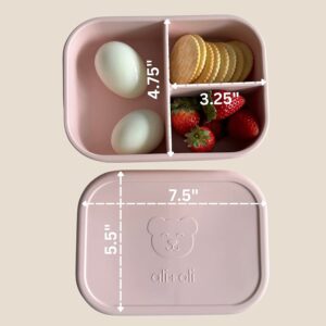 Ali+Oli Leak Proof Bento Box (Blush) Food-Grade Silicone Bento Box, BPA, Phthalate, Lead, & PVC Free - Bento Lunch Box for Kids and Adults - Leak Resistant Sets With Lids Container