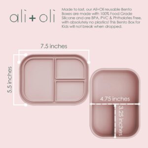 Ali+Oli Leak Proof Bento Box (Blush) Food-Grade Silicone Bento Box, BPA, Phthalate, Lead, & PVC Free - Bento Lunch Box for Kids and Adults - Leak Resistant Sets With Lids Container