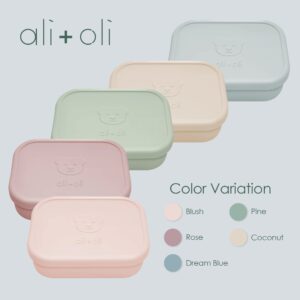 Ali+Oli Leak Proof Bento Box (Blush) Food-Grade Silicone Bento Box, BPA, Phthalate, Lead, & PVC Free - Bento Lunch Box for Kids and Adults - Leak Resistant Sets With Lids Container