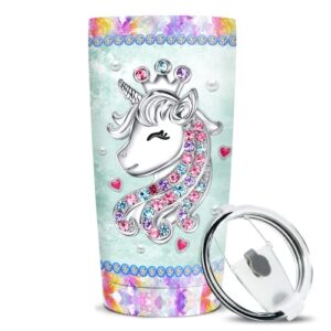 wowcugi unicorn cup stainless steel insulated 20oz magic horse tumbler coffee travel mugs unicorns cups for women girls kids christmas birthday present gifts idea