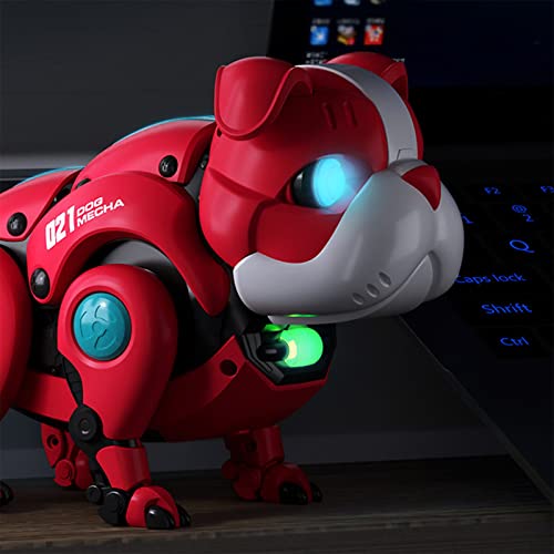 Robot Bulldog, Children's Intelligent Pet Dog, Voice Control, Music Puppy Pets, Lighting, Mechanical Dog Toys, Smart Interactive Stunt Robot Dog Toy for Toddlers, Kids 3-8 Year Gift