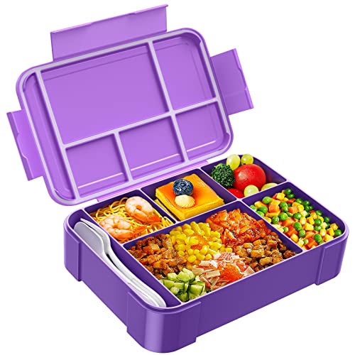 Jelife Lunch Box Kids Bento Box - 1450ml Large Leakproof 6 Compartments Kids Lunchbox Toddler Bento Box with Utensils for Back to School,Book-Style Reusable Lunch Snack Containers for Daycare