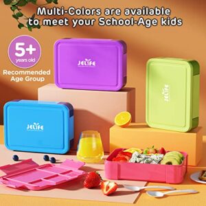 Jelife Lunch Box Kids Bento Box - 1450ml Large Leakproof 6 Compartments Kids Lunchbox Toddler Bento Box with Utensils for Back to School,Book-Style Reusable Lunch Snack Containers for Daycare