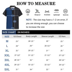 TIHEEN Mens Short Sleeve Big and Tall Golf Polo Shirt Moisture Wicking Performance Casual Polo Shirts Side Blocked(Black/Blue 4XL)