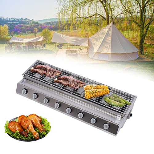 Countertop BBQ Gas Stove, Portable BBQ, 8 burners BBQ Grill for Indoor and Outdoor Wood Burning, Car Traveling, Backpacking and Picnic