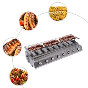 Countertop BBQ Gas Stove, Portable BBQ, 8 burners BBQ Grill for Indoor and Outdoor Wood Burning, Car Traveling, Backpacking and Picnic