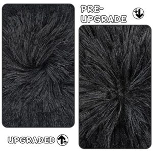 Foxmas Black Rug for Bedroom, Area Rug 4x6 Feet, Throw Rugs with Rubber Backing Washable, Rugs for Bedroom Aesthetic, Black Fluffy Rug for Living Room, Dorm Rug Fuzzy Carpet Rugs Room Decor