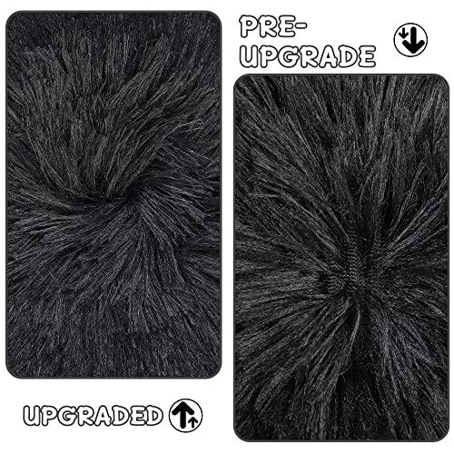 Foxmas Black Rug for Bedroom, Area Rug 4x6 Feet, Throw Rugs with Rubber Backing Washable, Rugs for Bedroom Aesthetic, Black Fluffy Rug for Living Room, Dorm Rug Fuzzy Carpet Rugs Room Decor