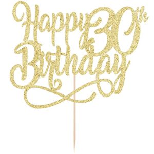 Qertesl Gold Glitter Happy 30th Birthday Cake Topper,Cheers to 30Years,happy 30th Birthday Cake Topper,30th Anniversary Cake Topper， men and women 30 years old happy birthday Party Decoration