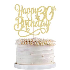 Qertesl Gold Glitter Happy 30th Birthday Cake Topper,Cheers to 30Years,happy 30th Birthday Cake Topper,30th Anniversary Cake Topper， men and women 30 years old happy birthday Party Decoration