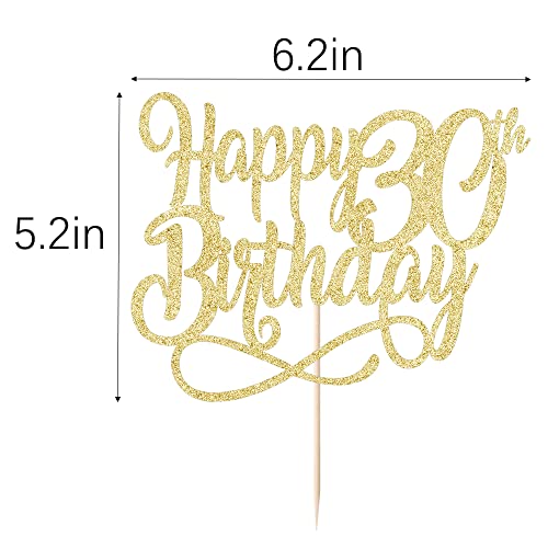 Qertesl Gold Glitter Happy 30th Birthday Cake Topper,Cheers to 30Years,happy 30th Birthday Cake Topper,30th Anniversary Cake Topper， men and women 30 years old happy birthday Party Decoration