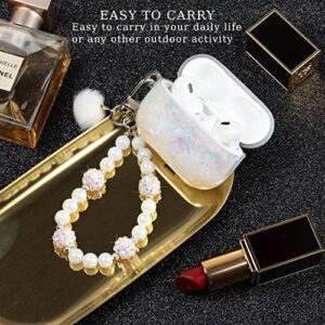 Cute Case for Airpod Pro with Pearl Lanyard Girly Cover Compatible with AirPods Pro 1st Generation (2019) Shell for Women