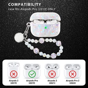 Cute Case for Airpod Pro with Pearl Lanyard Girly Cover Compatible with AirPods Pro 1st Generation (2019) Shell for Women