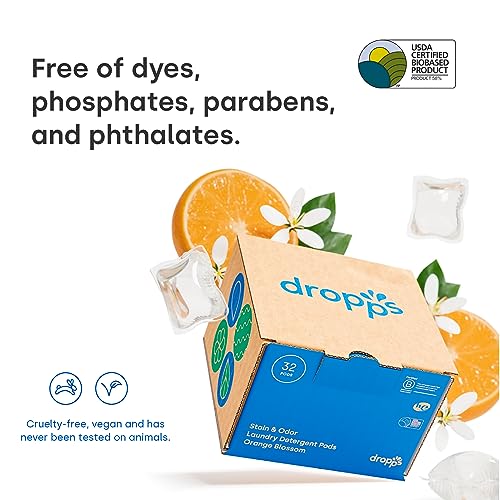 Dropps Stain & Odor Laundry Detergent Pods … (Orange Blossom, 32 Count)