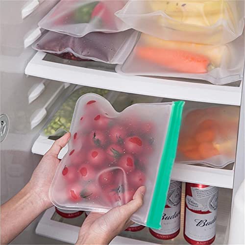 12 Pack Reusable Bags Silicone, Leakproof Reusable Freezer Bags, BPA Free Reusable Food Storage Bags Containers for Lunch Sandwich Snack Food Travel- 2 Gallon 2 Lunch 4 Sandwich 4 Snack Bags