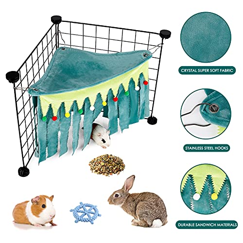 ONEJU Guinea Pig Hideout, 2 Pack Hideout for Guinea Pig, Guinea Pig Hideouts, Guinea Pig Cage Accessories for Guinea Pig, Bunny, Hamster, Chinchilla, Rabbit Without Metal Fences - Green 2 Pack