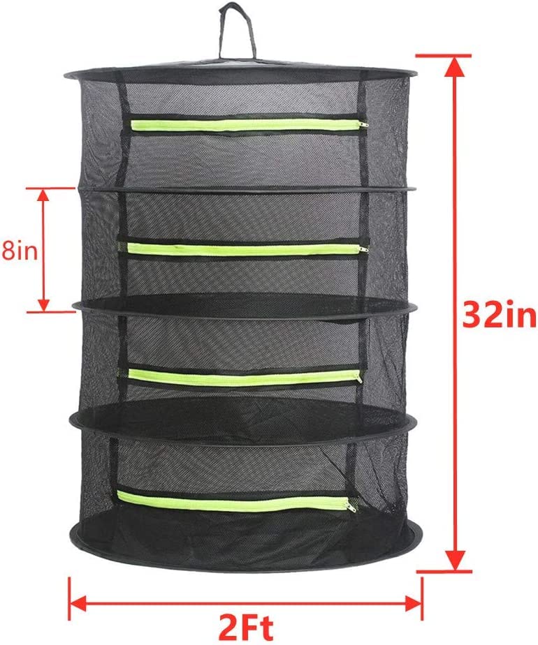 Eamecl Drying Rack Plant Net Premium Mesh Tents Dryer kit Hanging Clothes Net Folding Nylon Netting Collapsible Mesh Food Dehydrator Receive Storage Carrying Bag 4-Layer 2ft