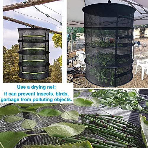 Eamecl Drying Rack Plant Net Premium Mesh Tents Dryer kit Hanging Clothes Net Folding Nylon Netting Collapsible Mesh Food Dehydrator Receive Storage Carrying Bag 4-Layer 2ft