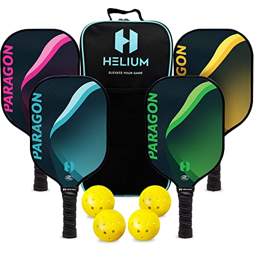 Helium Paragon Pickleball Paddles Set of 4 - USAPA Certified - Graphite Fiberglass Surface, Lightweight Honeycomb Core