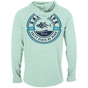 salt life mens salty paragon lightweight hoodie, sea glass, xx-large