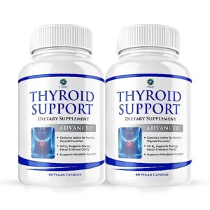 1 body thyroid support supplement for women and men - 2 pack 60 days - energy & focus formula - vegan & non-gmo - iodine, vitamin b12 complex, zinc, selenium, ashwagandha, & more…