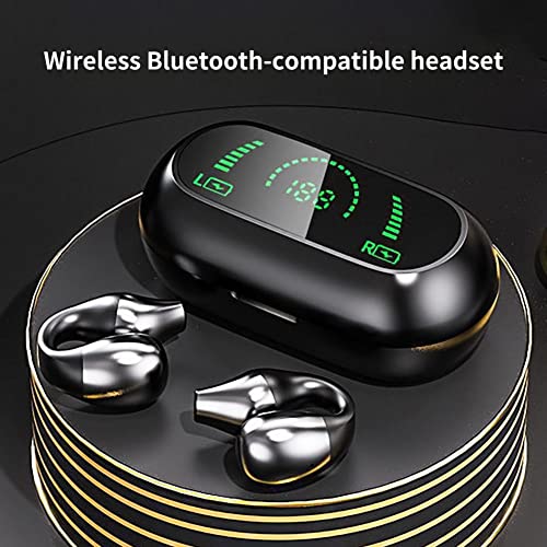 Ear Clip Bone Conduction Headphones Bluetooth 5.3, Wireless Open Ear Clip on Earbuds,Waterproof Mini Sport Running Painless Earring Earphone, Noise Cancelling/HiFi Quality/Long Battery Life