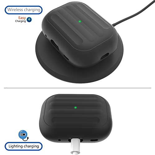 Anti-Lost Case for AirPods Pro (2nd Generation),one-Piece Design case,Wireless Charging, LED Visible,Lanyard Included. (Black)