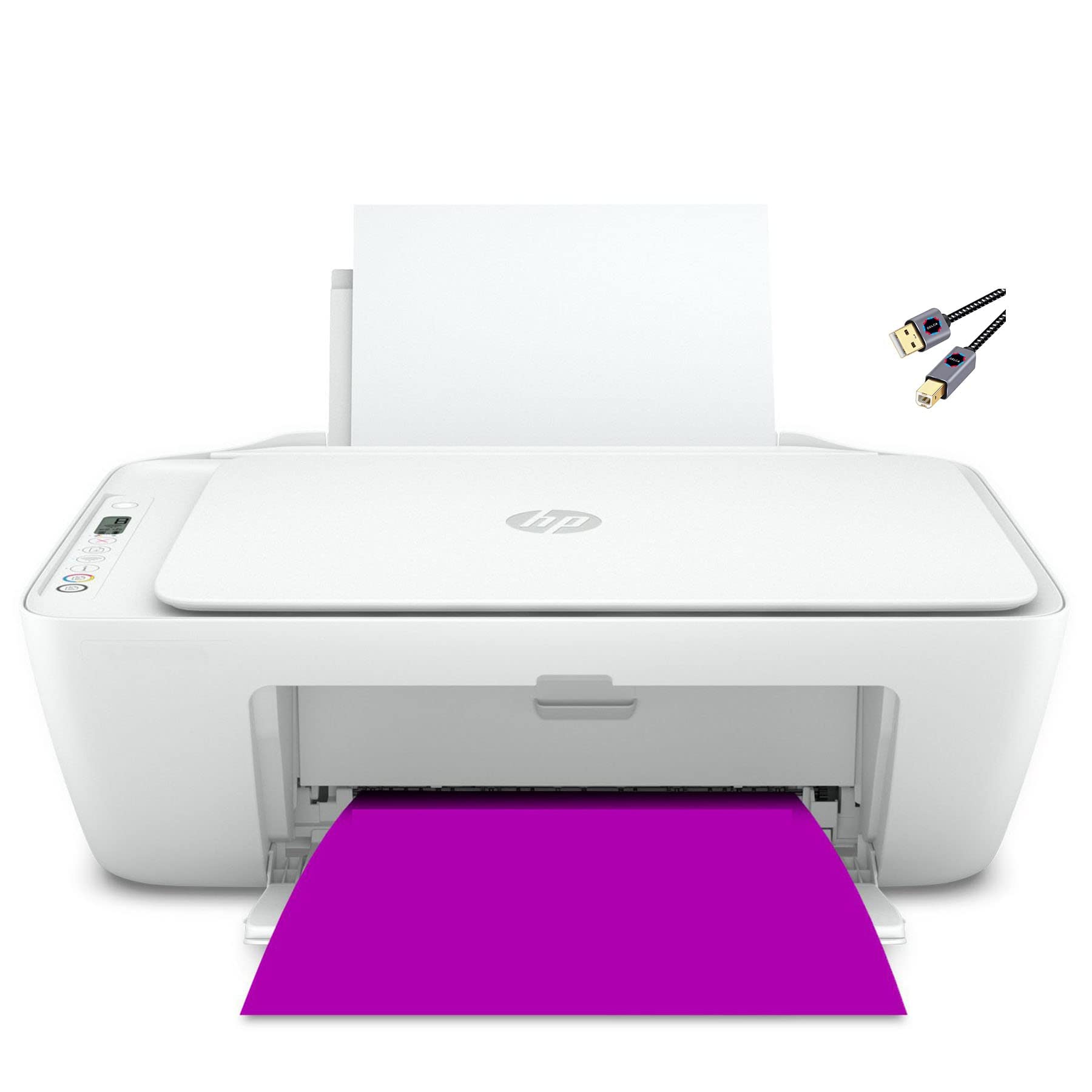 HP DeskJet 2742e Series Inkjet Color All-in-One Printer I Print Copy Scan I Wireless USB Connectivity I Mobile Printing I Up to 4800 x 1200 DPI I Print Up to 7.5 ISO PPM I White + Printer Cable