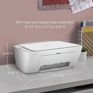 HP DeskJet 2742e Series Inkjet Color All-in-One Printer I Print Copy Scan I Wireless USB Connectivity I Mobile Printing I Up to 4800 x 1200 DPI I Print Up to 7.5 ISO PPM I White + Printer Cable