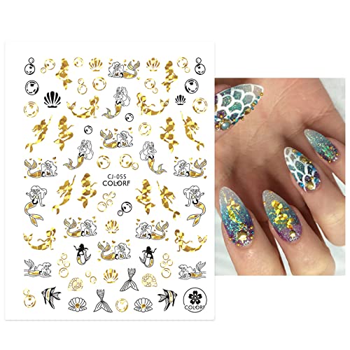 JMEOWIO 9 Sheets Beach Nail Art Stickers Decals Self-Adhesive Pegatinas Uñas Summer Tropical Ocean Shark Nail Supplies Nail Art Design Decoration Accessories