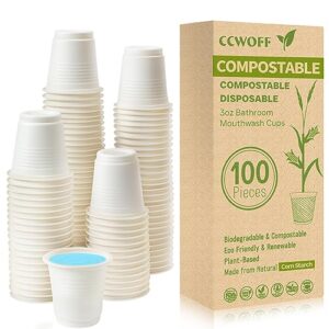 compostable disposable 3oz bathroom cups 100p mouthwash eco friendly plastic paper cups biodegradable bath rinse medicine urine cups replace mini small bathroom cups 3 oz paper plastic cup