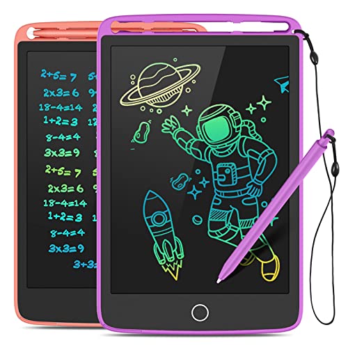 2 Pack LCD Writing Tablet, Colorful Screen Doodle Board 8.5 Inch Drawing Tablet for Kids, Learning Toys Birthday Gifts Travel Activity Games for 3 4 5 6 Year Old Boys and Girls Toddlers（Purple Pink）