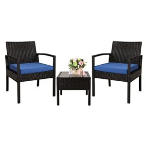 paolfox outdoor patio furniture sets, patio furniture set 3 piece, wicker patio chairs, porch deck furniture, rattan wicker furniture, blue